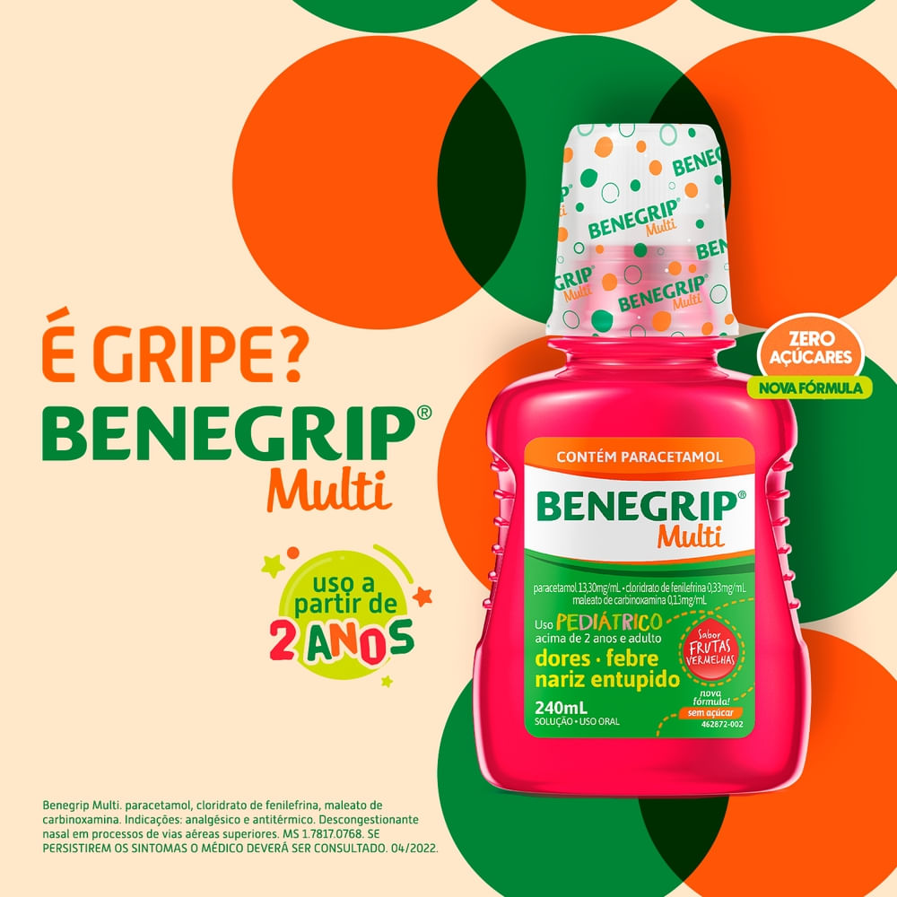 Benegrip Multi Antigripal Liquido Infantil 240ml - drogariacatarinense