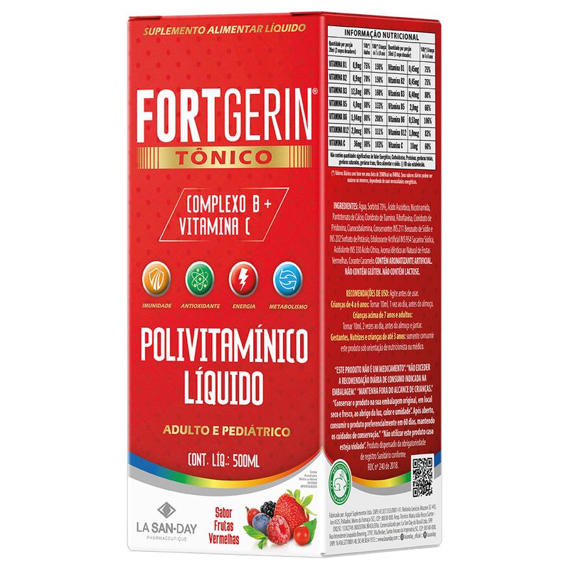 Fortgerin Tonico 500ml Frutas Vermelhas - drogariacatarinense