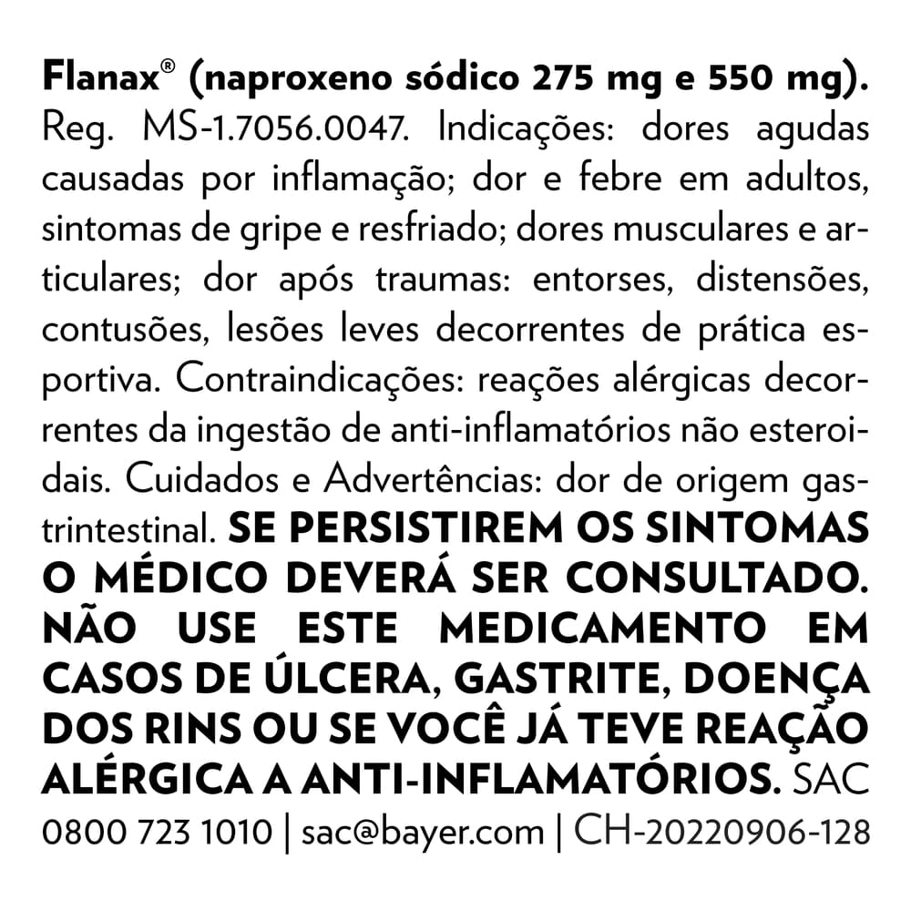Analgesico Flanax 275mg Bayer Com 2 Comprimidos - drogariacatarinense