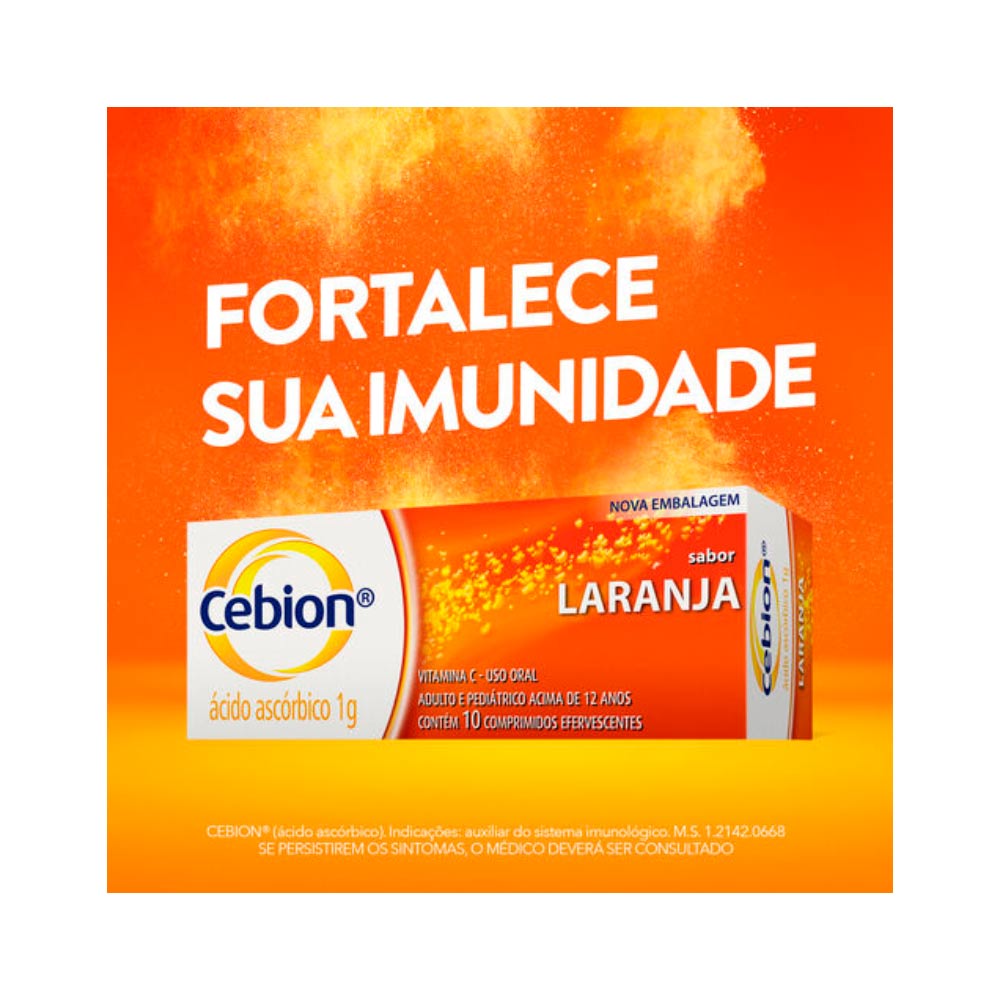 Cebion 1g Vitamina C Sabor Laranja Com 10 Comprimidos - drogariacatarinense