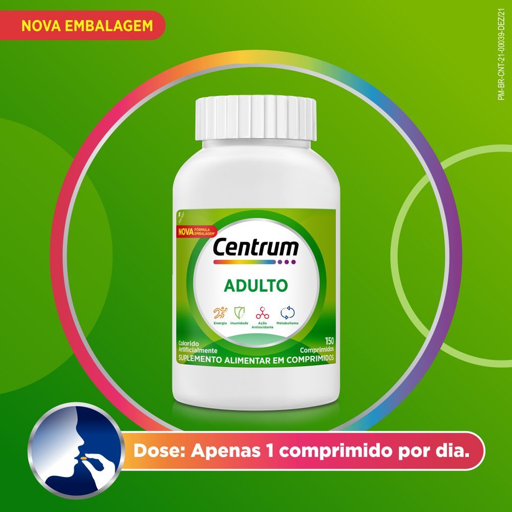 Centrum Multivitaminico Adulto Com Vitaminas De A A Z, 150 Comprimidos ...