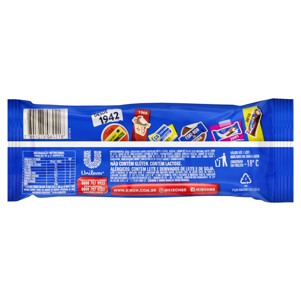 Kibon Sorvete Eskibon 48 Gramas Classico Sabor Baunilha Com Cobertura ...