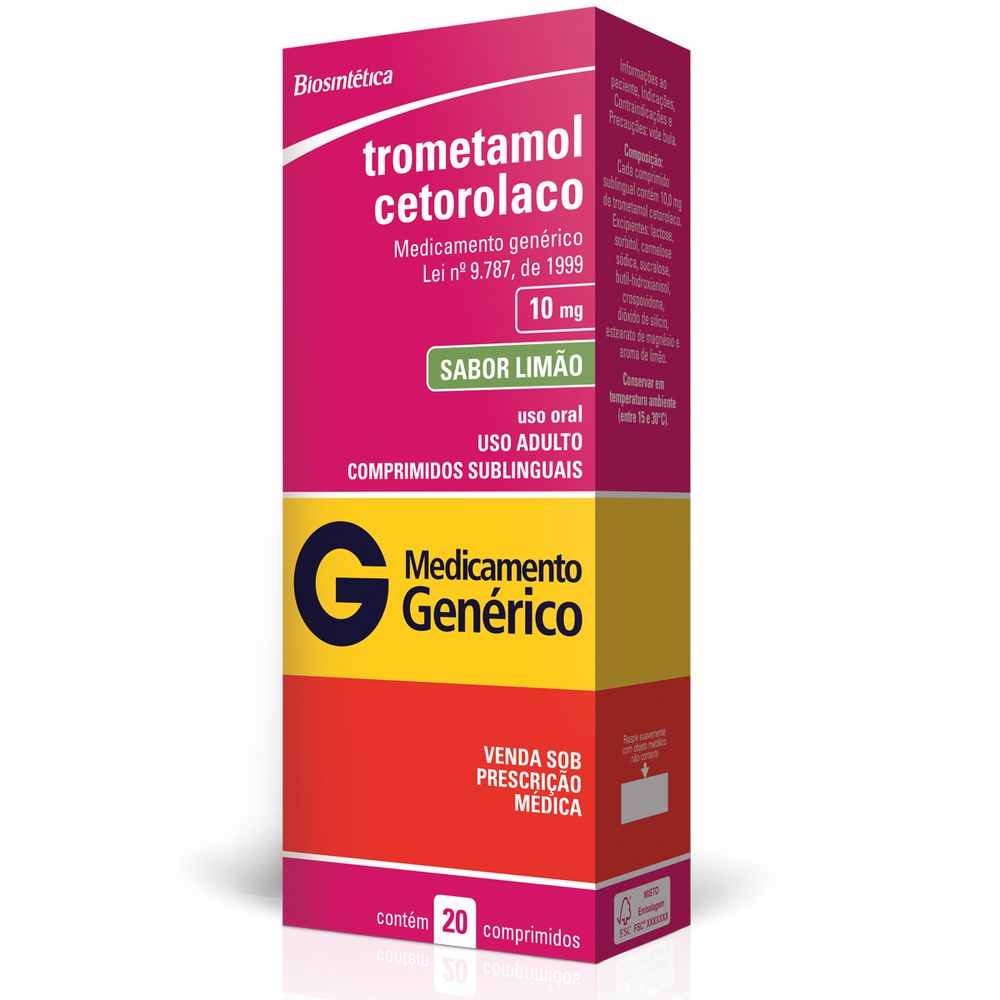 Trometamol Cetorolaco 10mg Adulto Com 20 Comprimidos Sublinguais ...