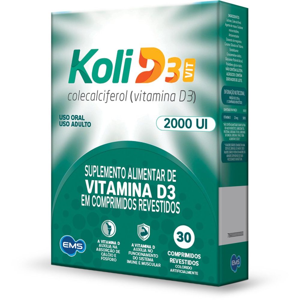 Vitamina D Koli D3 2000ui 30 Comprimidos - drogariacatarinense