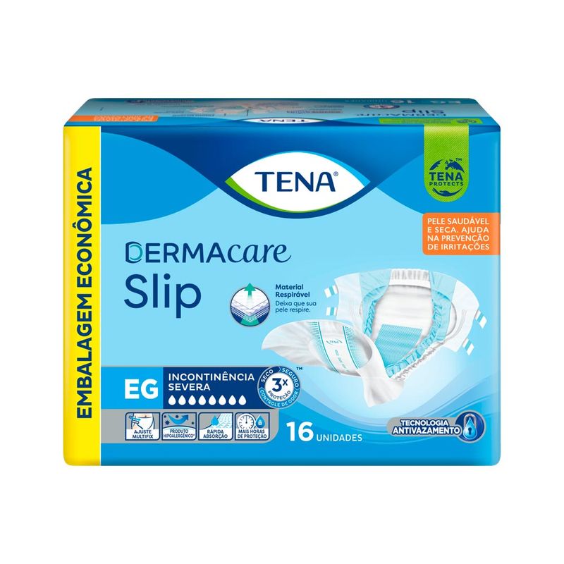 Fralda Tena Dermacare Slip Geriatrica Com 16 Unidades Tamanho Eg Severa ...