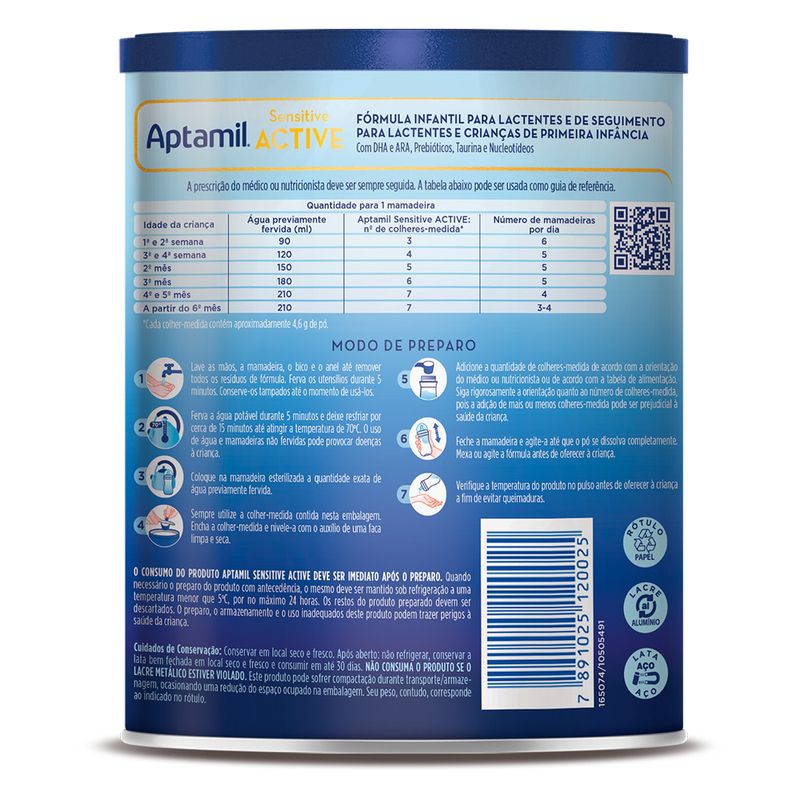 Formula Infantil Aptamil Sensitive Active Danone 800g - drogariacatarinense