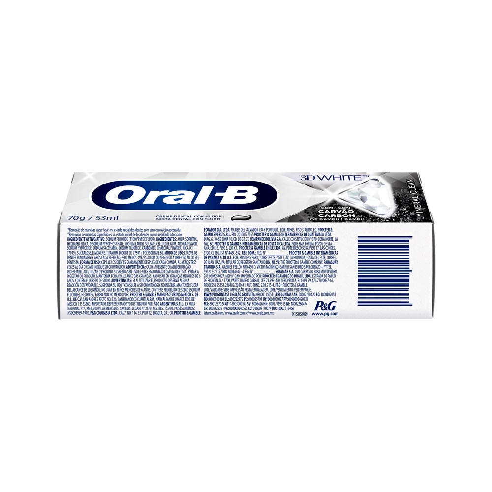 Creme Dental Oral-b 3d White Mineral Clean 70g - drogariacatarinense