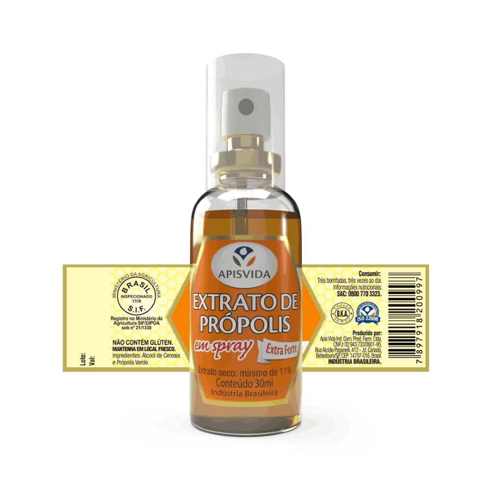 Spray Para Garganta Extrato De Propolis Extra Forte Apis Vida 30ml ...