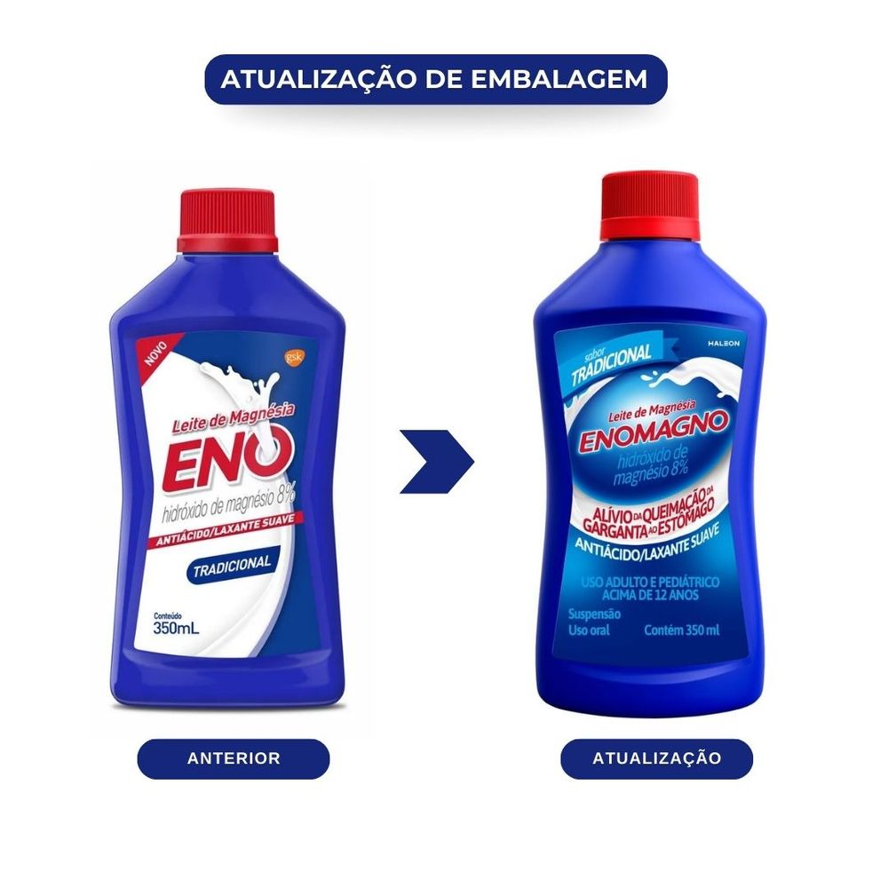 Leite De Magnesia Antiacido Enomagno Tradicional 350ml ...