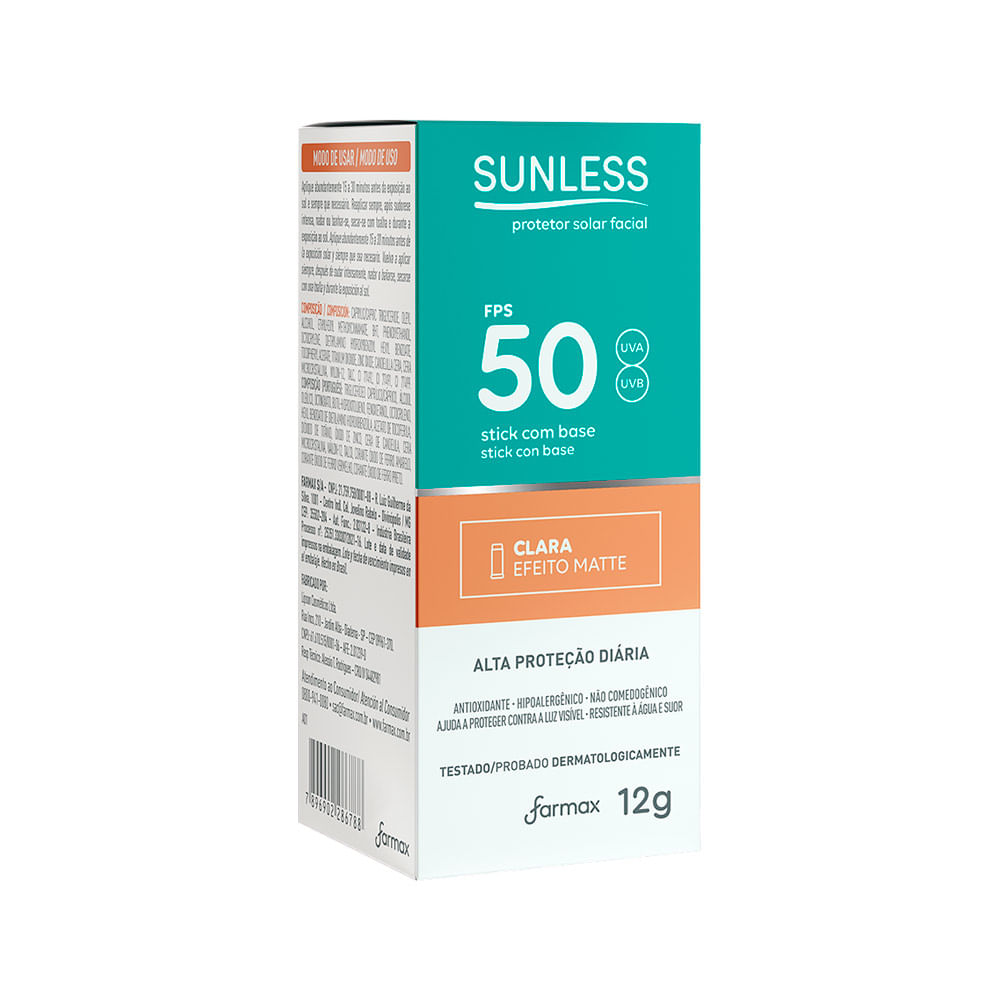 Protetor Solar Sunless Stick 12gr Fps50 Clara Efeito Matte ...