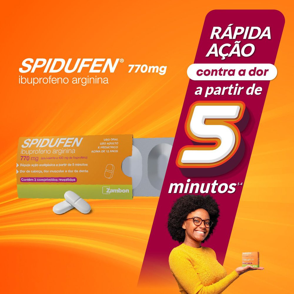 Spidufen 770mg Ibuprofeno 400mg + Arginina 370mg 3 Comprimidos ...