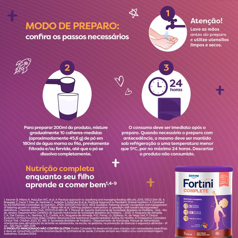 Suplemento Infantil Fortini Complete Chocolate 400g - drogariacatarinense